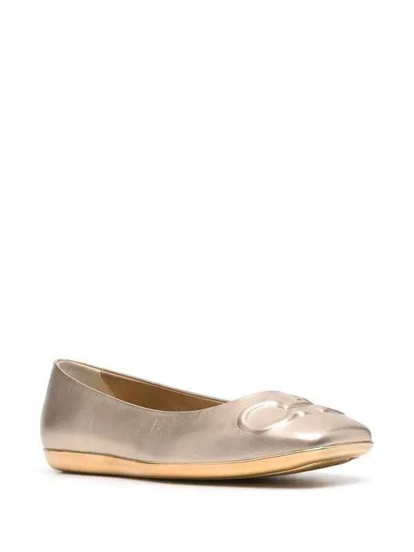FERRAGAMO Gancini-motif Square-toe Ballerina Shoes