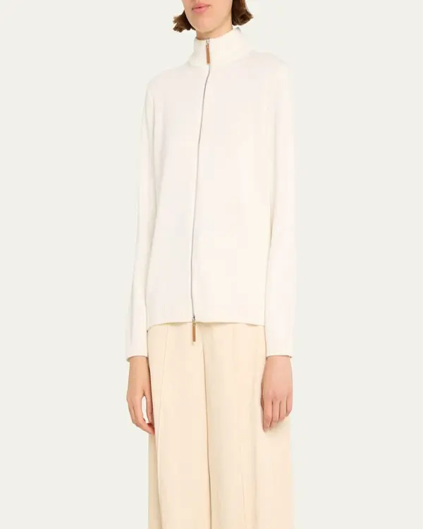 Lafayette 148 New York Cotton-silk Fitted Bomber Sweater - Ivory