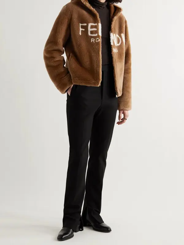 Fendi Logo-print Shearling Hooded Jacket
