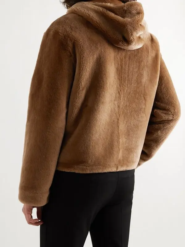 Fendi Logo-print Shearling Hooded Jacket