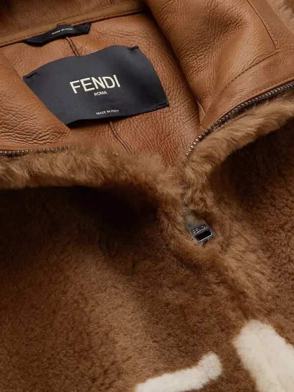 Fendi Logo-print Shearling Hooded Jacket