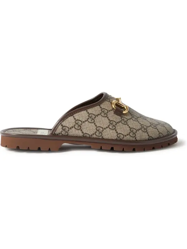 Gucci Elea Horsebit Monogrammed Canvas Backless Loafers