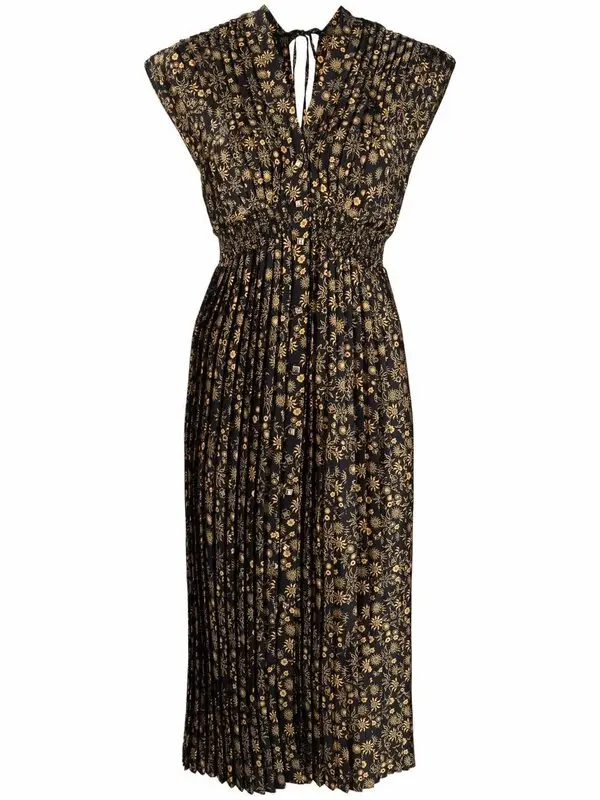 open lace back dress Black Floral Pleated Maxi Dress With Open Back