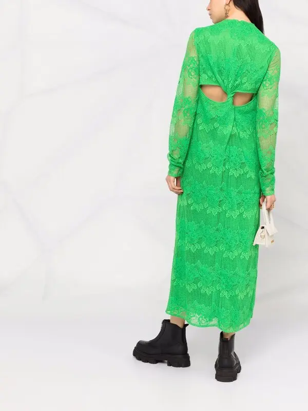 ganni green lace dress Long-Sleeve Midi In - 44% Off Broderie anglaise