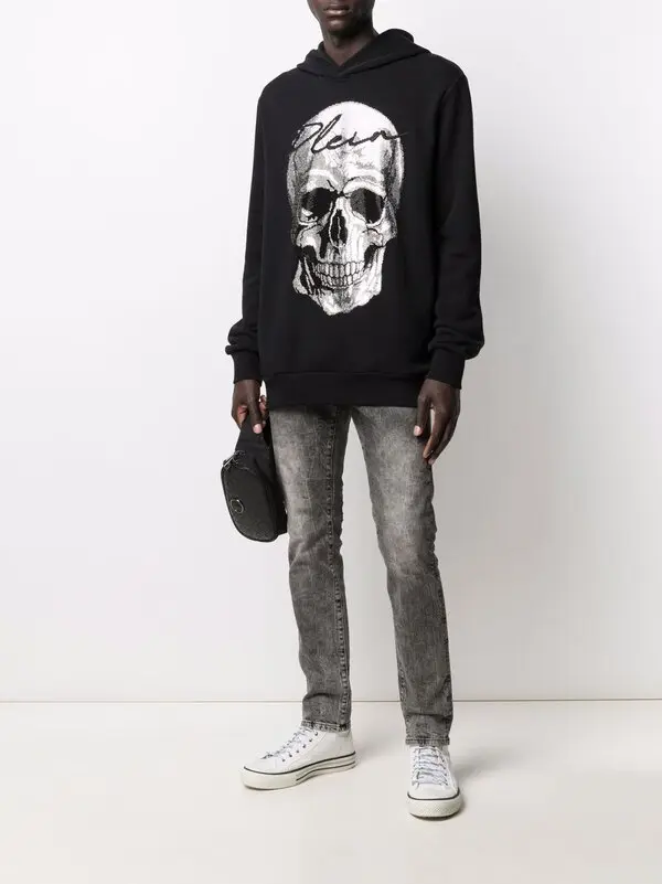 Philipp Plein Crystal-embellished Skull Hoodie