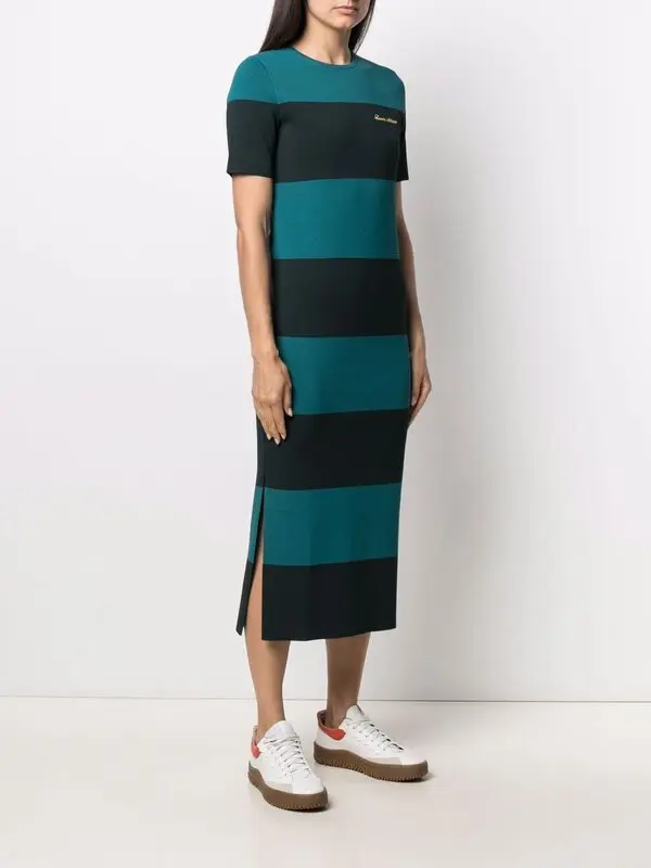 Lacoste Striped T-Shirt Midi Dress In Green - 10% Off | Editorialist