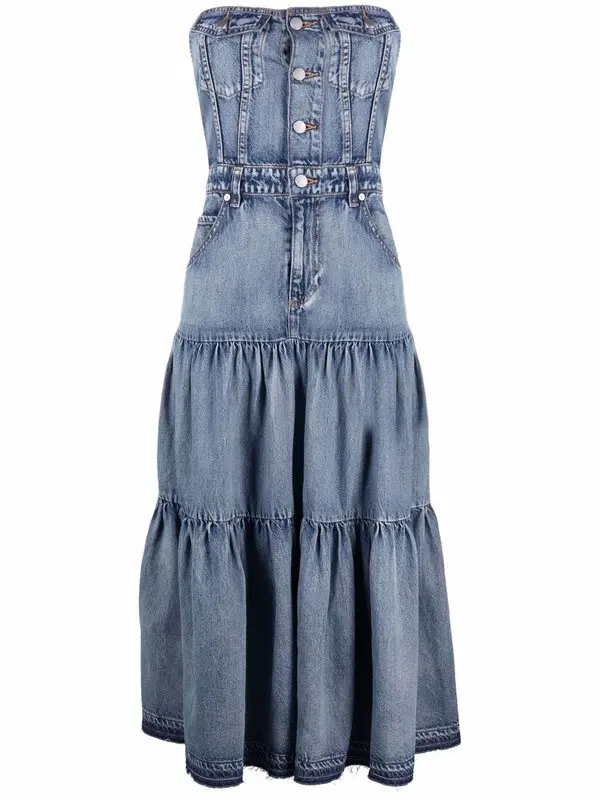 Red Valentino Strapless Denim Dress