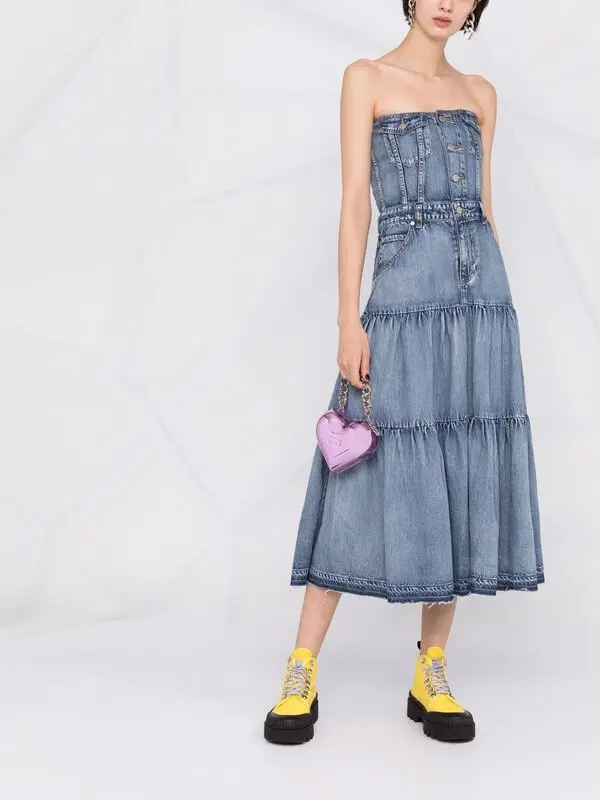 Red Valentino Strapless Denim Dress