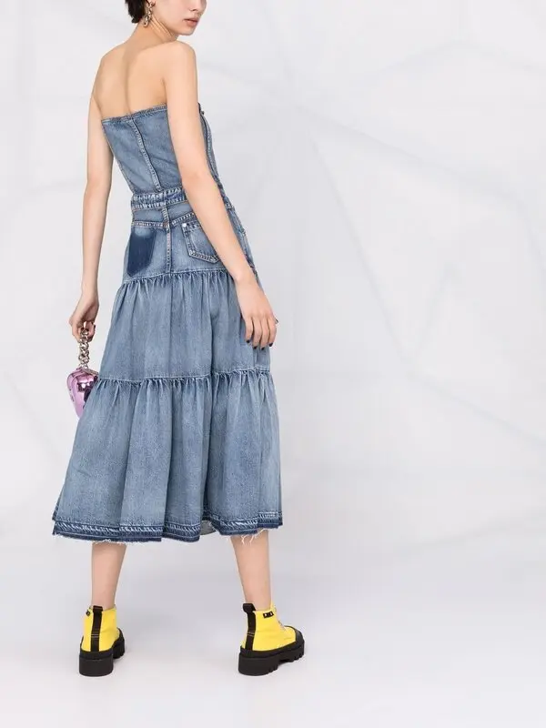 Red Valentino Strapless Denim Dress