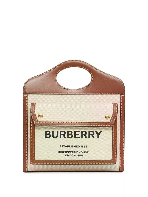 Burberry Mini Pocket Tote Bag Canvas And Leather - Brown