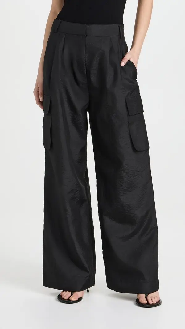 Tibi Crispy Nylon Pleated Cargo Pant