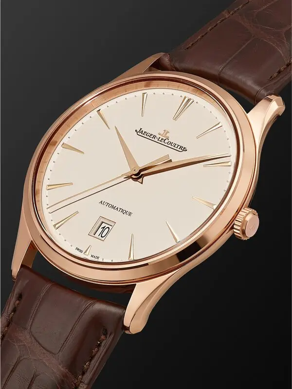 JAEGER-LECOULTRE Master Ultra Thin Date Automatic 39mm 18-karat Rose Gold And Alligator Watch, Ref No. 1232510