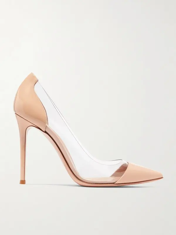 GIANVITO ROSSI Plexi 105 Patent-leather And Pvc Pumps - Neutrals