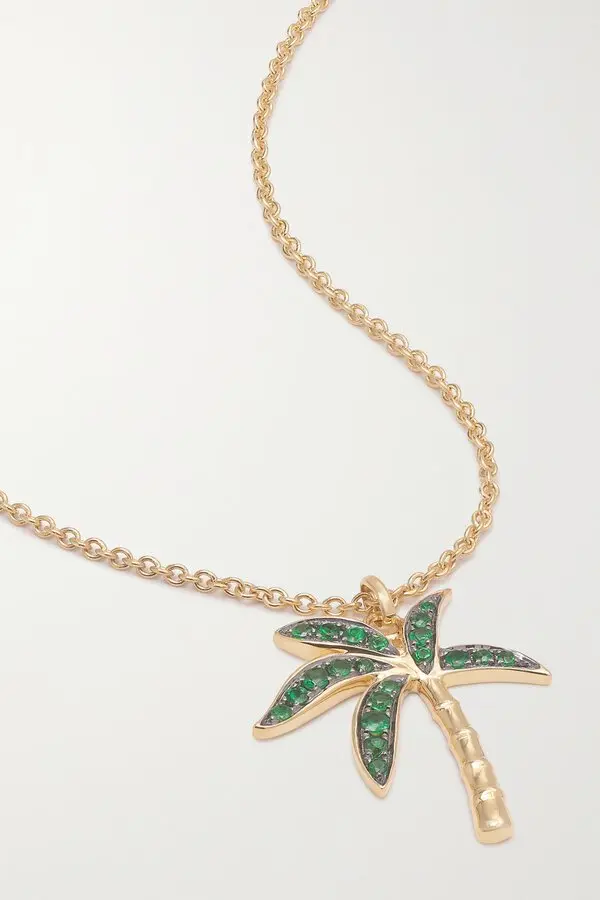 Yvonne Léon 18-karat Tsavorite Palm Tree Pendant Necklace - Green
