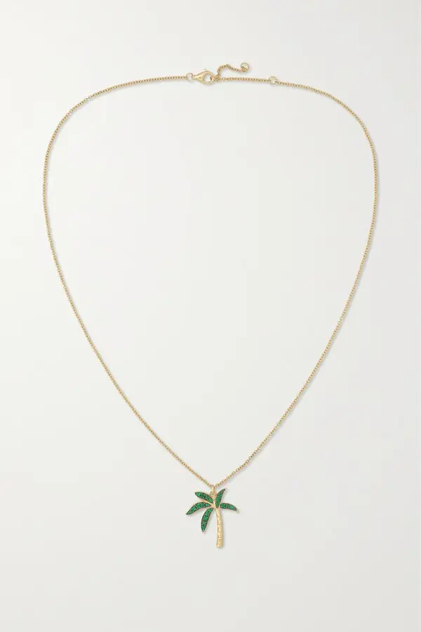 Yvonne Léon 18-karat Tsavorite Palm Tree Pendant Necklace - Green