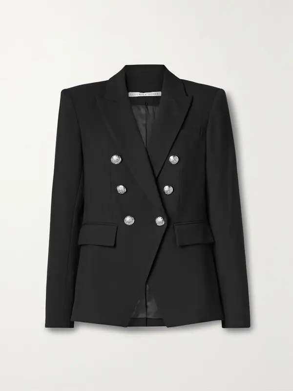 Veronica Beard Miller Dickey Double-breasted Grain De Poudre Blazer - Black