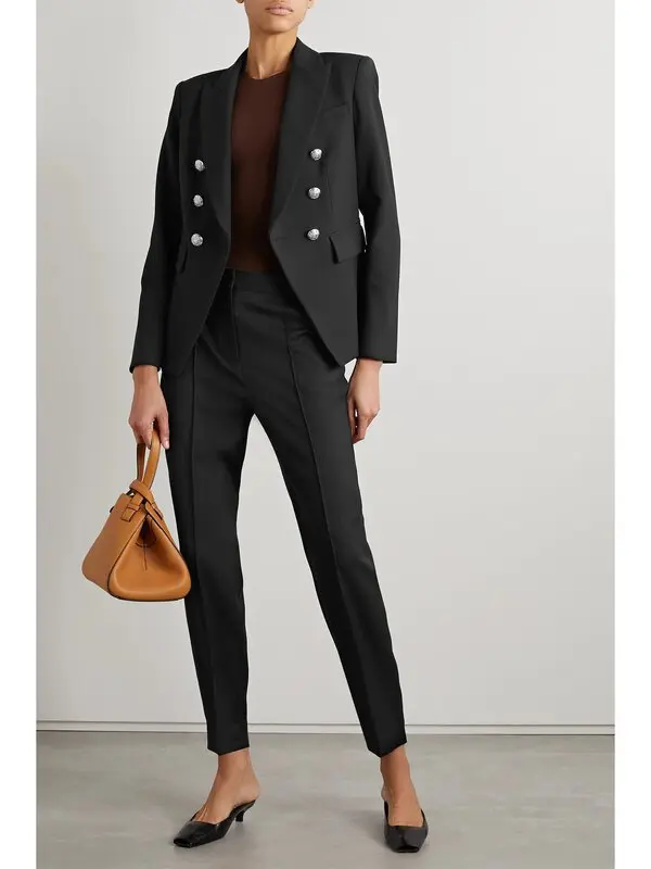 Veronica Beard Miller Dickey Double-breasted Grain De Poudre Blazer - Black