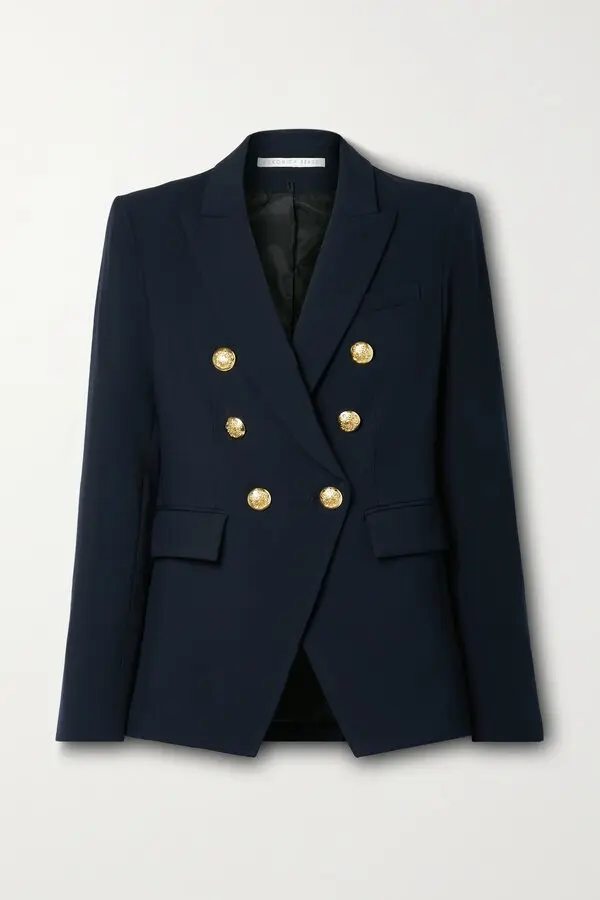 Veronica Beard Miller Dickey Double-breasted Grain De Poudre Blazer - Blue