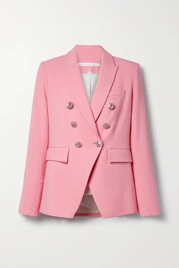 Veronica Beard Miller Dickey Double-breasted Grain De Poudre Blazer - Pink