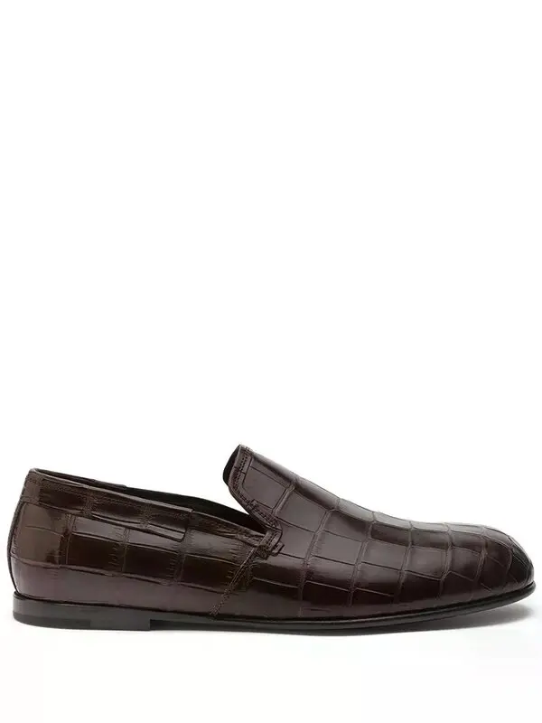 Dolce & Gabbana Crocodile-embossed Leather Loafers - Brown