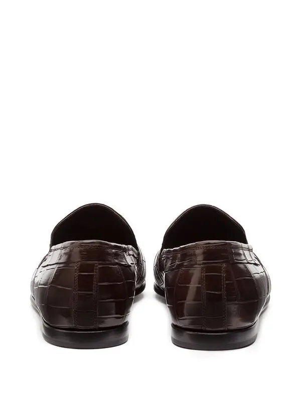 Dolce & Gabbana Crocodile-embossed Leather Loafers - Brown
