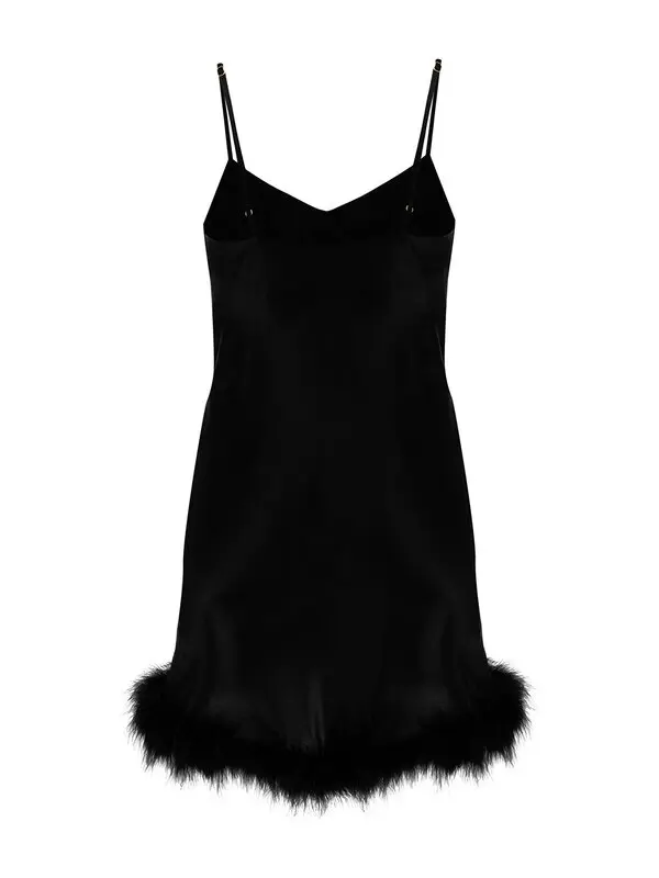 GILDA & PEARL Kitty Feather-trimmed Slip Dress - Black