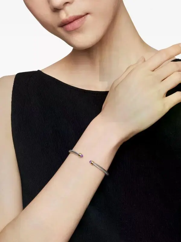David Yurman 18kt Yellow Gold And Sterling Classic Cable Bracelet - Silver