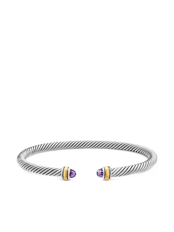 David Yurman 18kt Yellow Gold And Sterling Classic Cable Bracelet - Silver