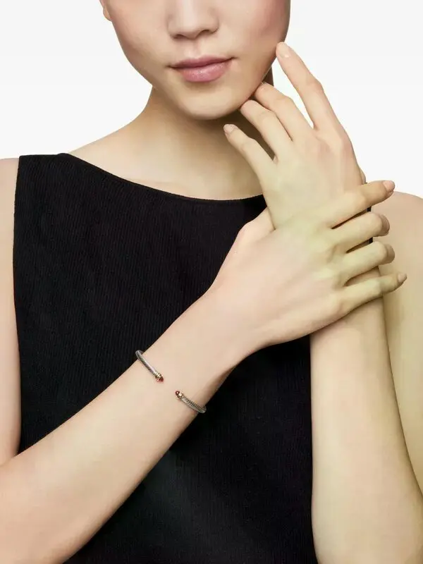 David Yurman 18kt Yellow Gold And Sterling Classic Cable Bracelet - Silver