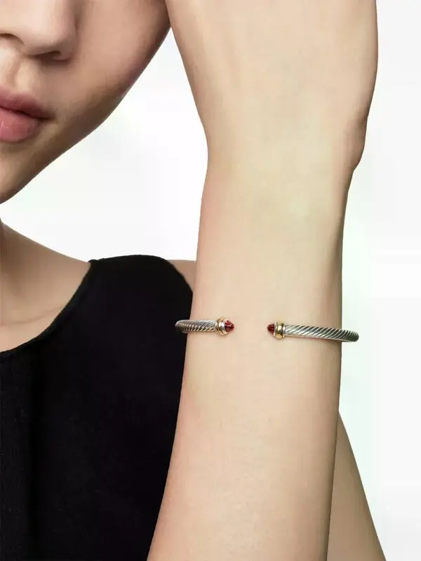 David Yurman 18kt Yellow Gold And Sterling Classic Cable Bracelet - Silver