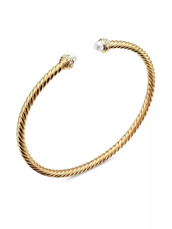 David Yurman 18kt Yellow Cablespira Diamond Bracelet - Gold