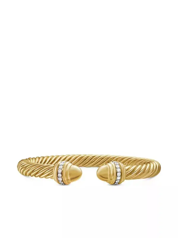 David Yurman 18kt Yellow Cable Spira Diamond Bracelet - Gold