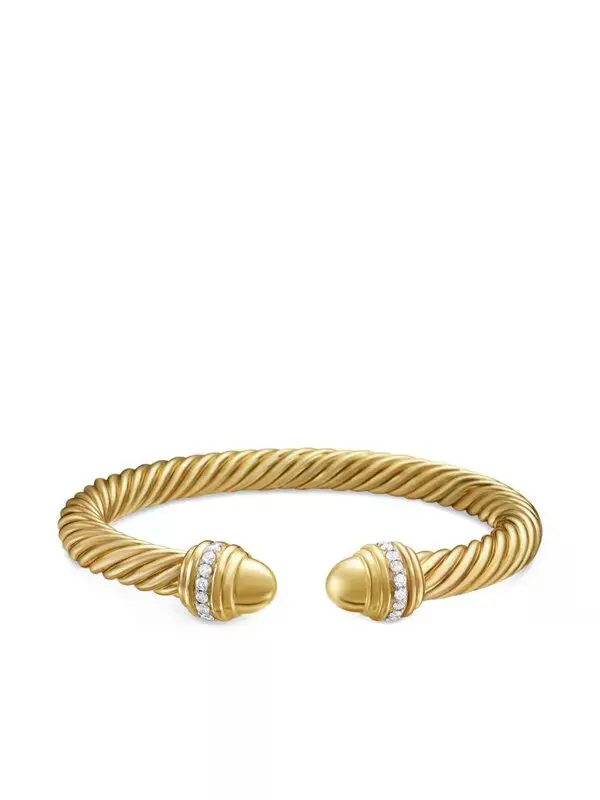 David Yurman 18kt Yellow Cable Spira Diamond Bracelet - Gold