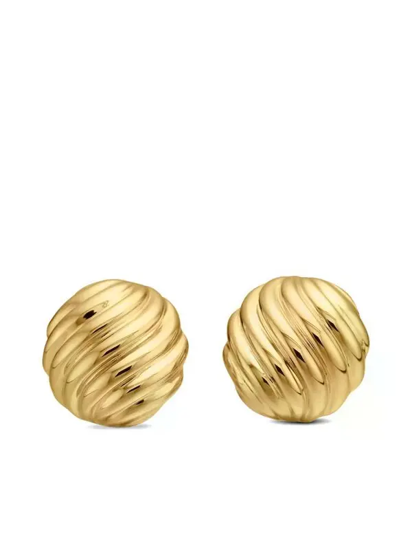 David Yurman 18kt Yellow Sculpted Cable Stud Earrings - Gold