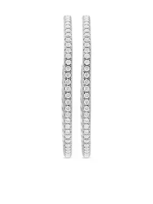 David Yurman Sterling Pavé Diamond Hoop Earrings - Silver
