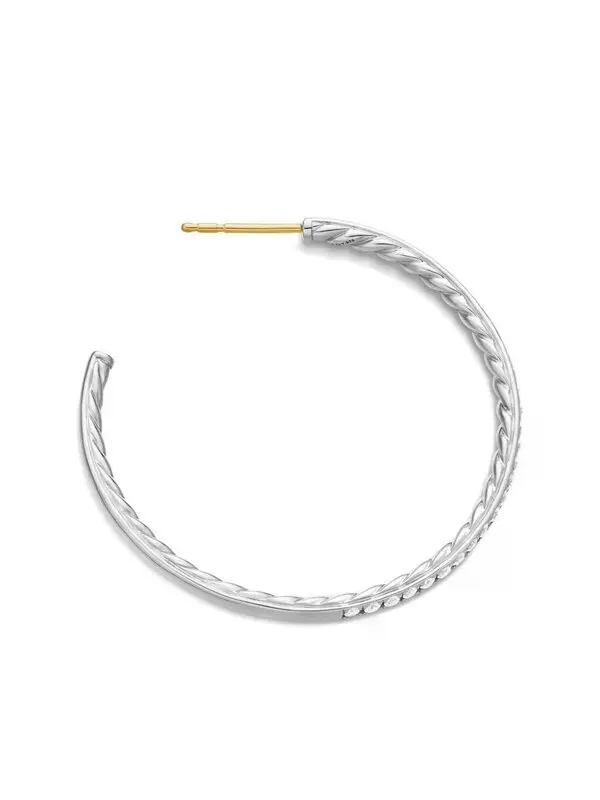 David Yurman Sterling Pavé Diamond Hoop Earrings - Silver
