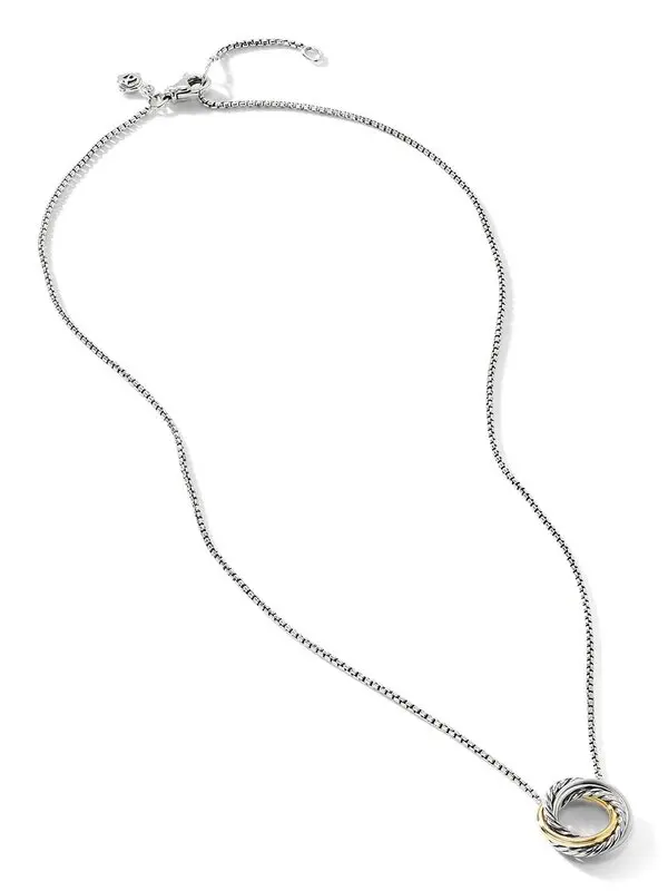 David Yurman 18kt Yellow Gold And Sterling Crossover Necklace - Silver