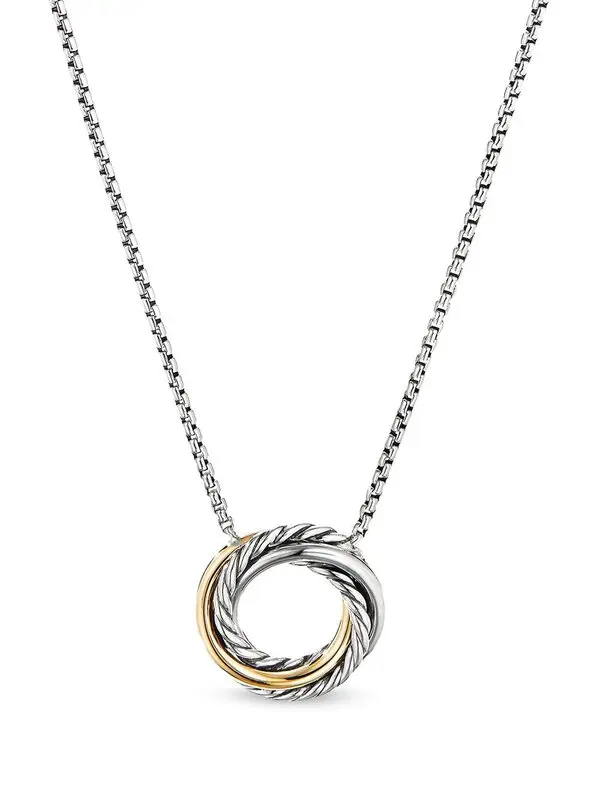 David Yurman 18kt Yellow Gold And Sterling Crossover Necklace - Silver