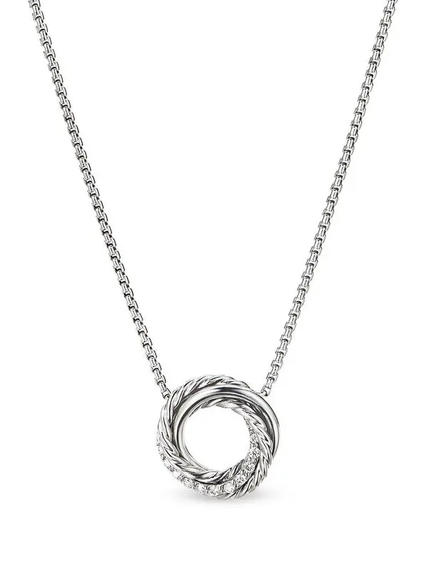 David Yurman Sterling Crossover Diamond Necklace - Silver