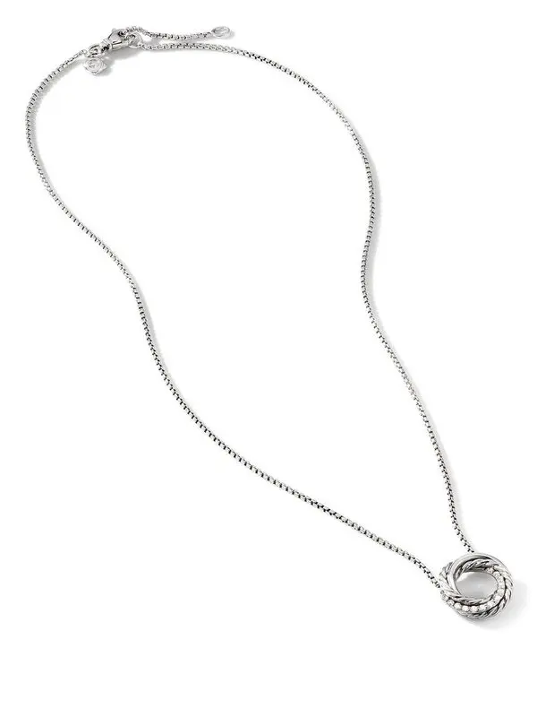 David Yurman Sterling Crossover Diamond Necklace - Silver