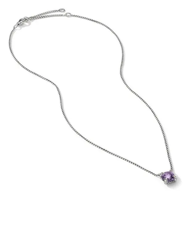 David Yurman Sterling Silver Petite Chatelaine Amethyst And Diamond Necklace - Purple