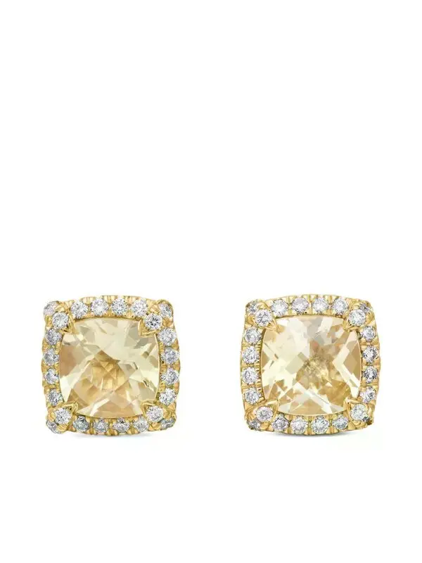 David Yurman 18kt Yellow Petite Chatelaine Citrine And Diamond Stud Earrings - Gold