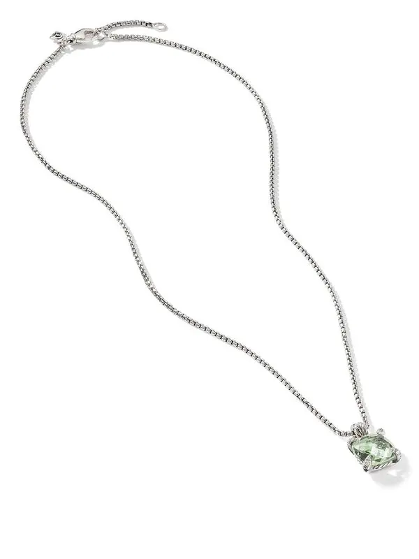 David Yurman Sterling Silver Chatelaine Prasiolite And Diamond Necklace - Green