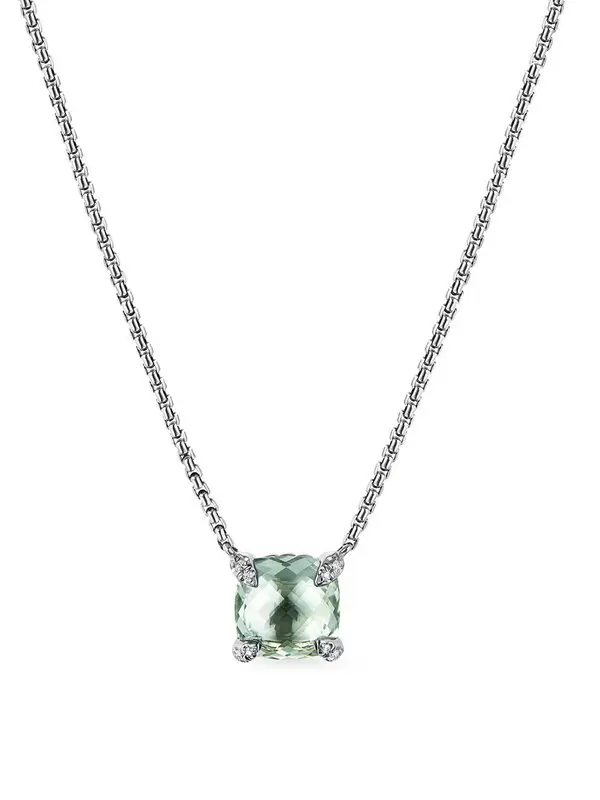 David Yurman Chatelaine Diamond Pendant Necklace - Green