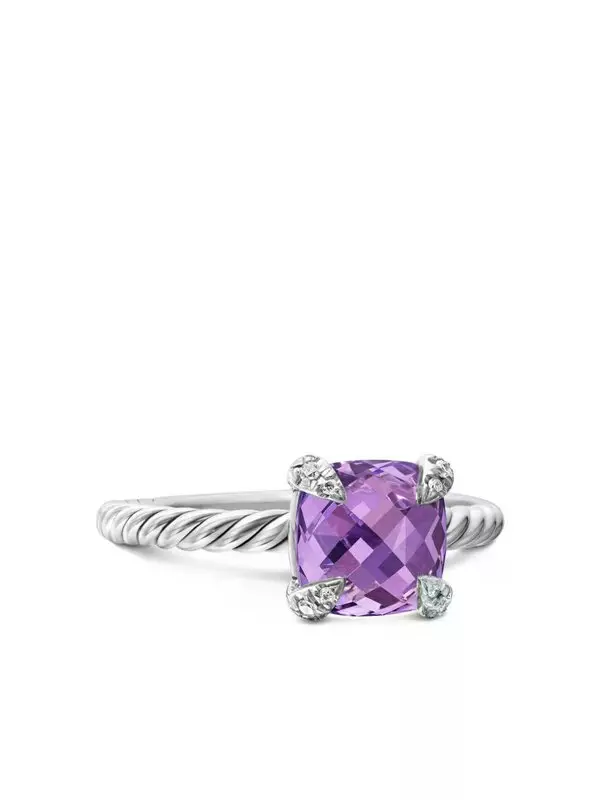 David Yurman Sterling Silver Amethyst And Diamond Ring - Purple