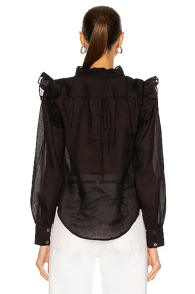 FRAME Lauren Long Sleeve Top In Black