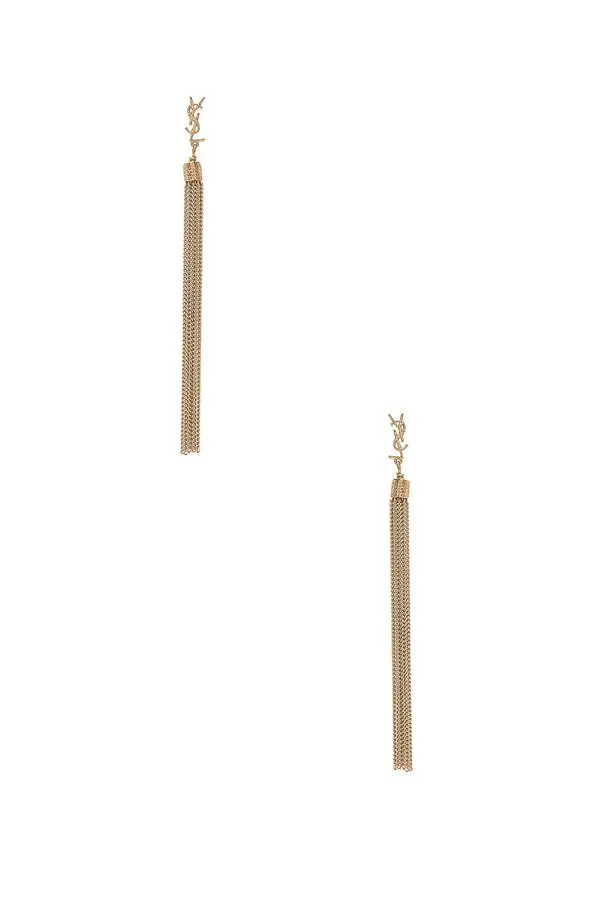Saint Laurent Chain Tassel Earrings - Gold