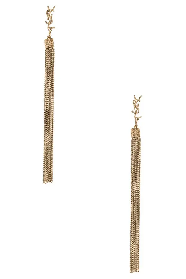 Saint Laurent Chain Tassel Earrings - Gold