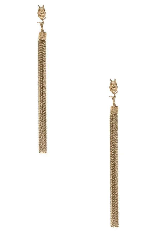 Saint Laurent Chain Tassel Earrings - Gold