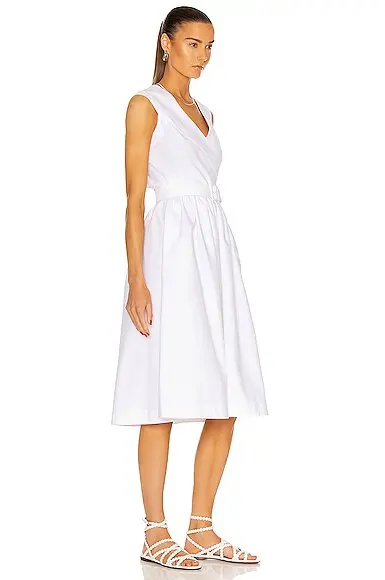 AlaA Longue Pique De Cotton Dress In White - Blanc | Editorialist